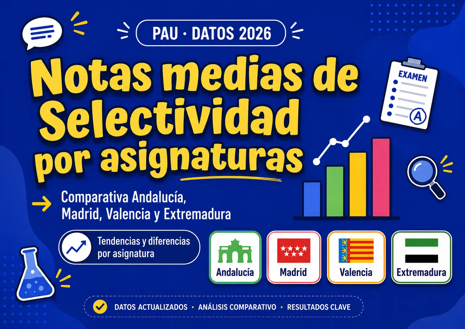Notas medias de Selectividad por asignaturas
